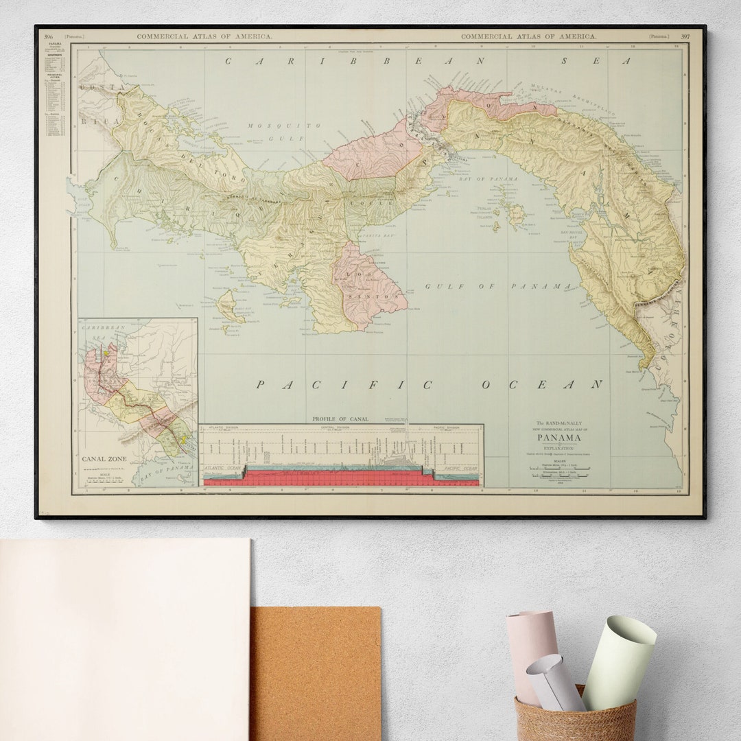 1912 Map of Panama Old Antique Historical Central American Cartography ...