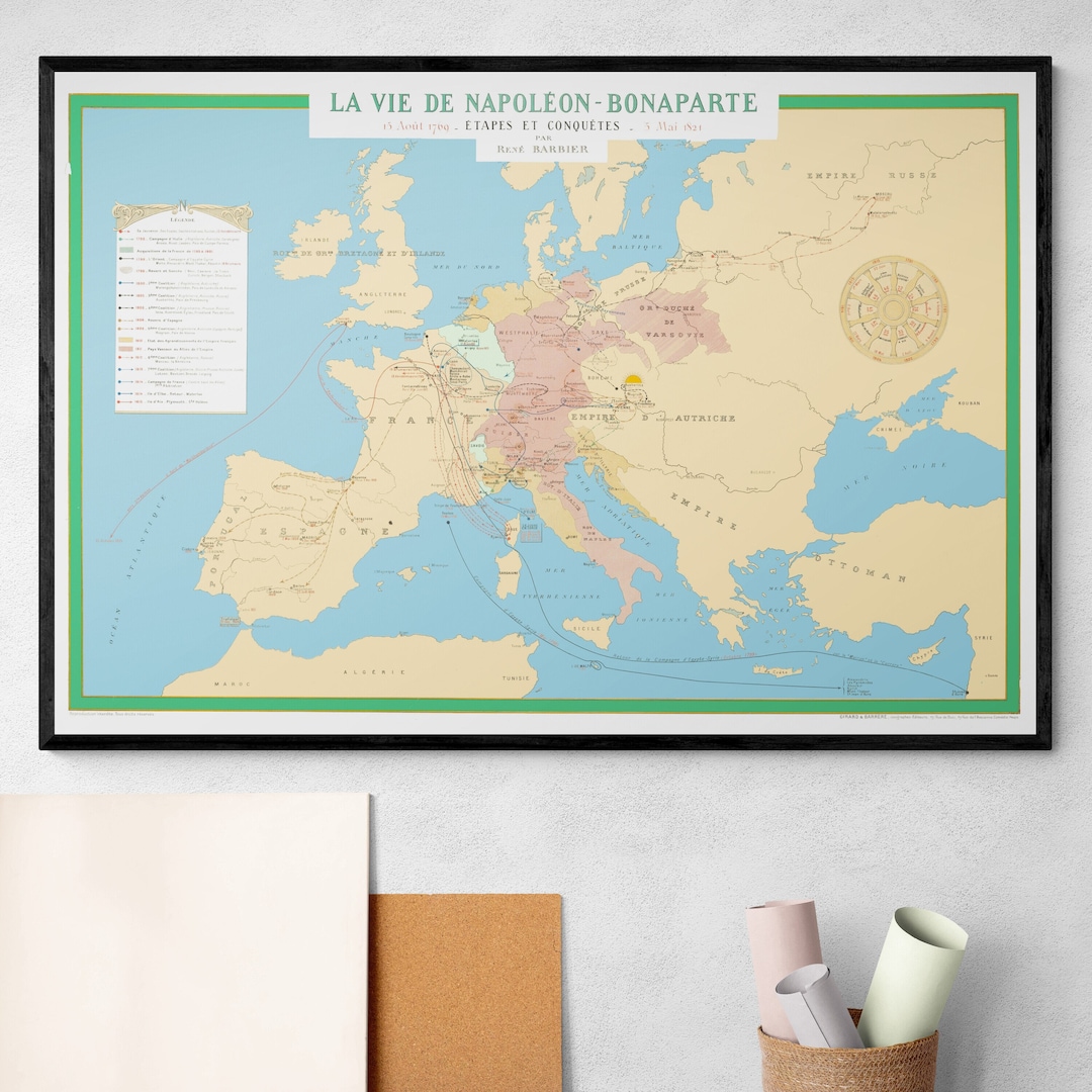 Map Showing the Life and Military Conquests of Napoleon - Etsy