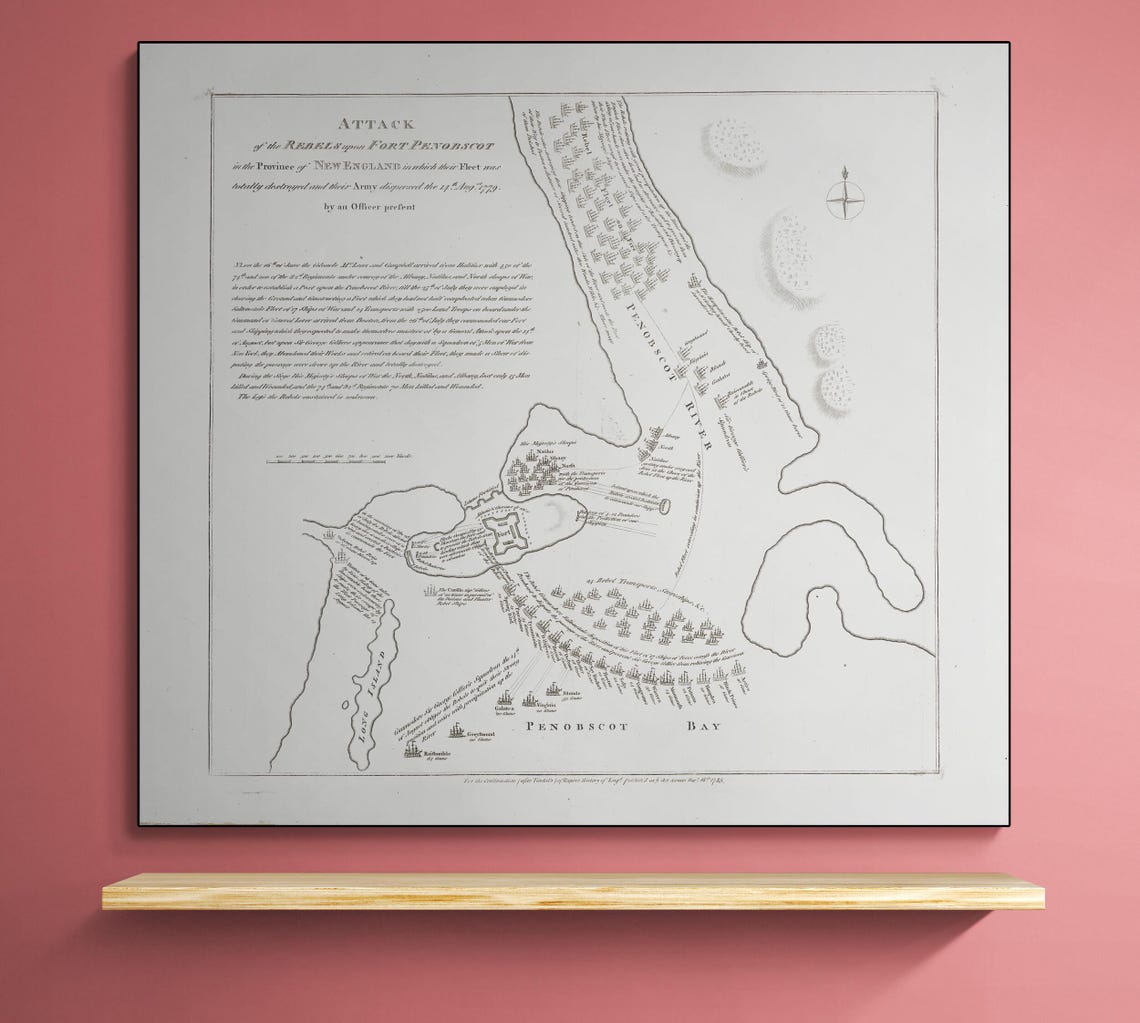 1779 Penobscot Expedition Map – Revolutionary War Naval Battle Plan ...