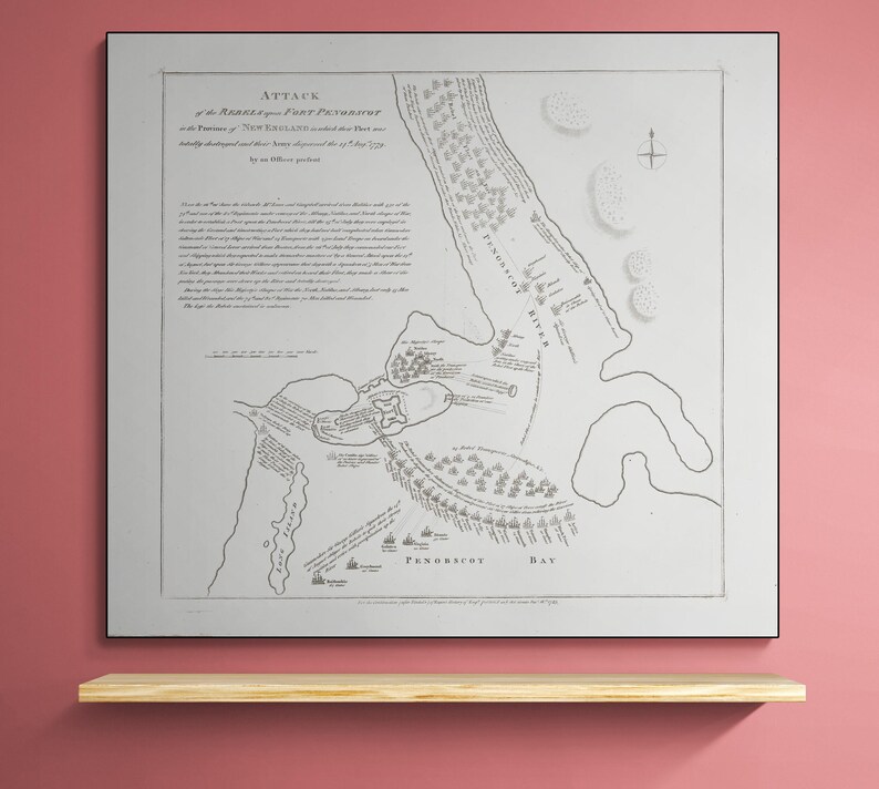 1779 Penobscot Expedition Map – Revolutionary War Naval Battle Plan ...