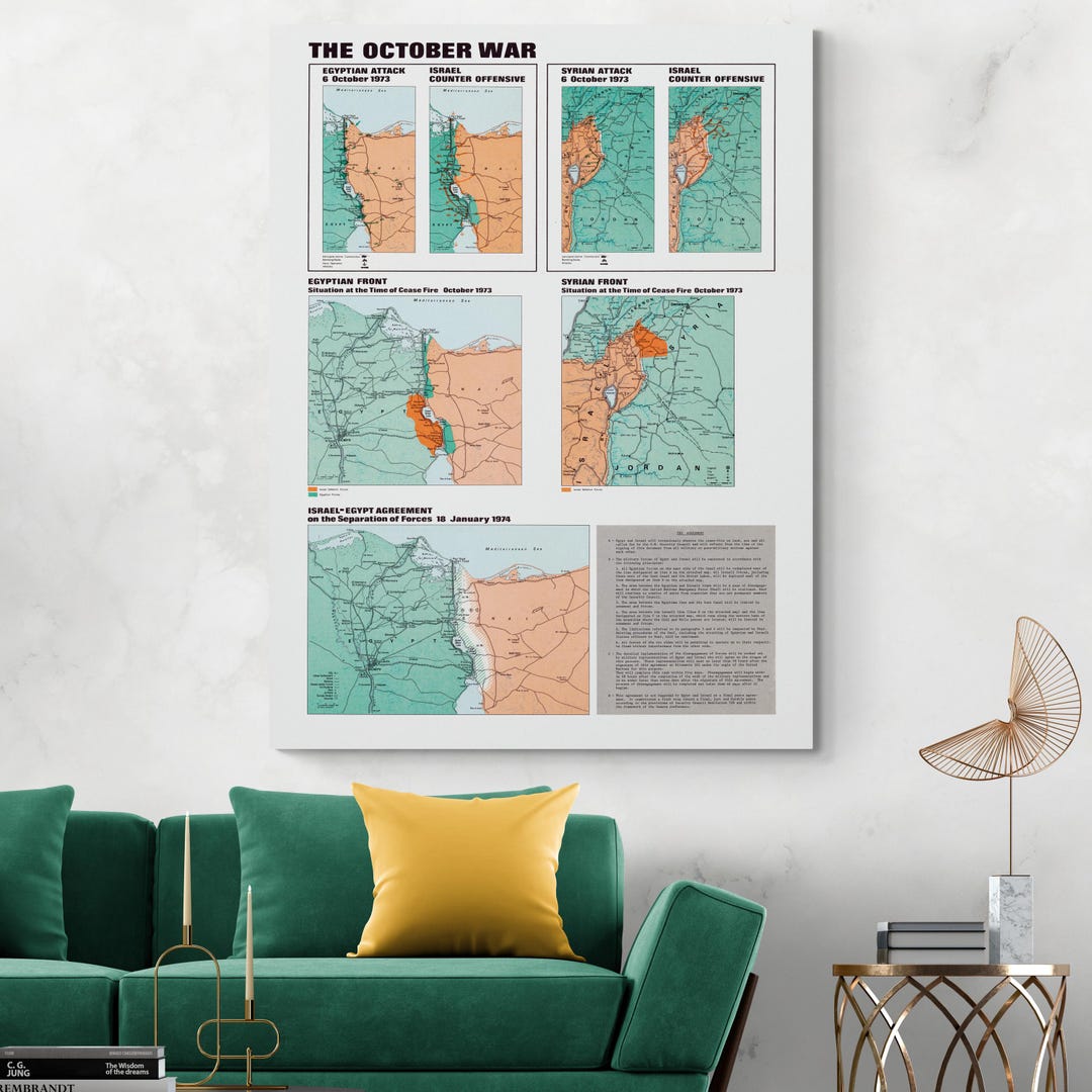 1973 Military Map of the Yom Kippur War Ramadan War Fourth Arab-israeli ...