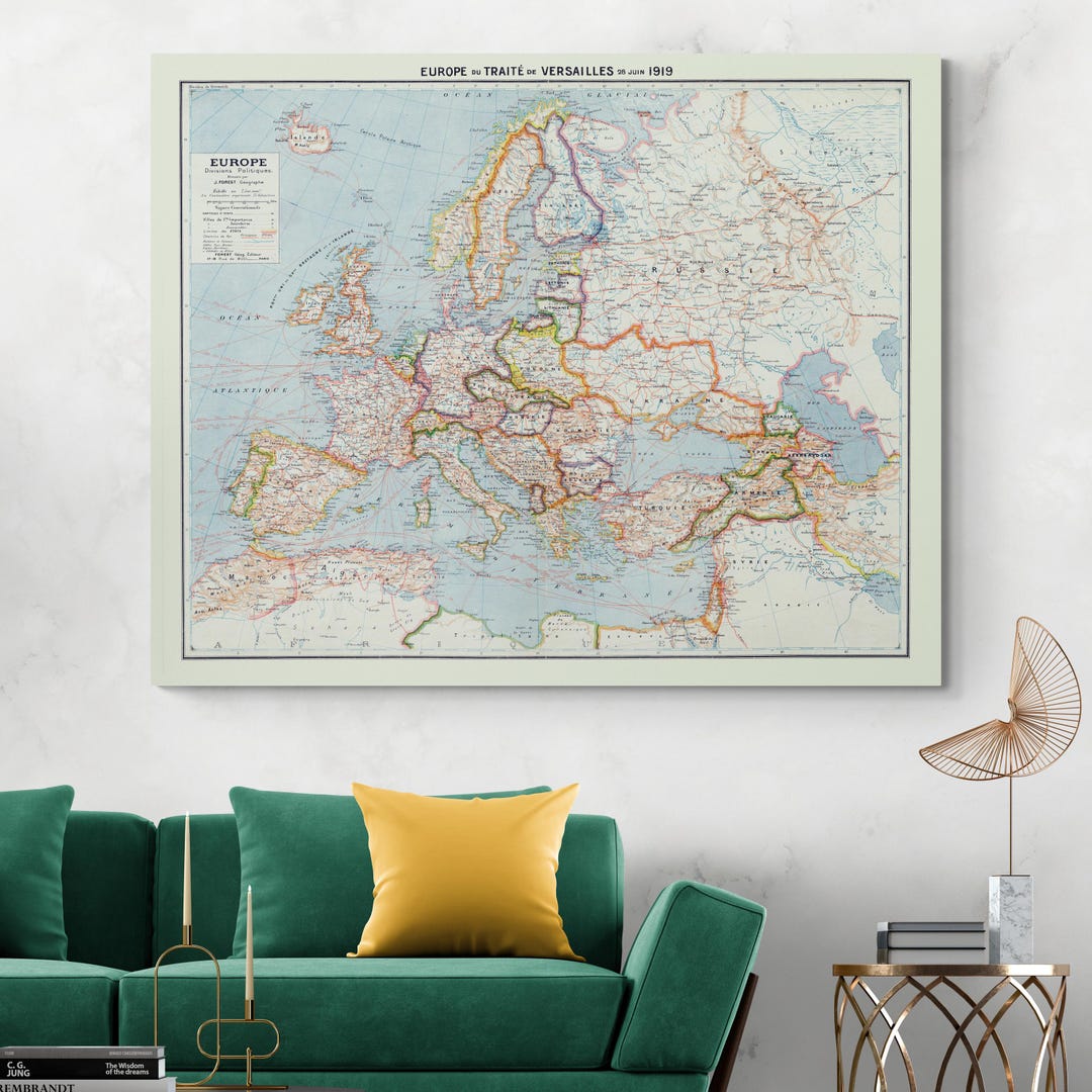 1919 Treaty of Versailles Map of Europe – Post-wwi Map Showing New ...