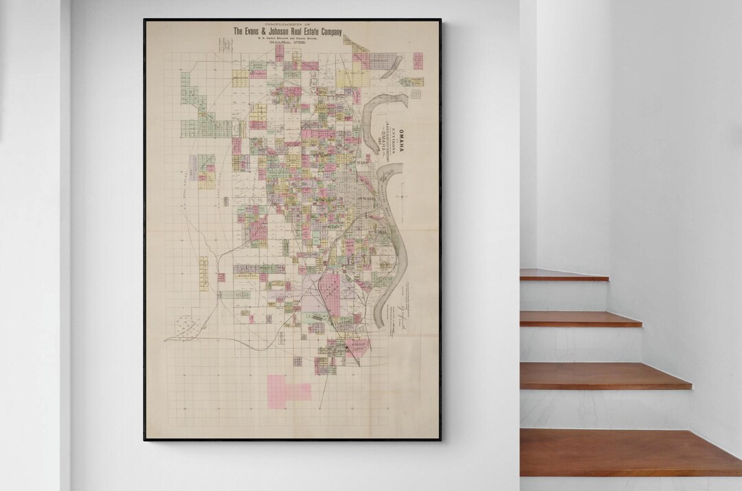 1887 Earliest City Map of Omaha Nebraska Historical American Geography ...