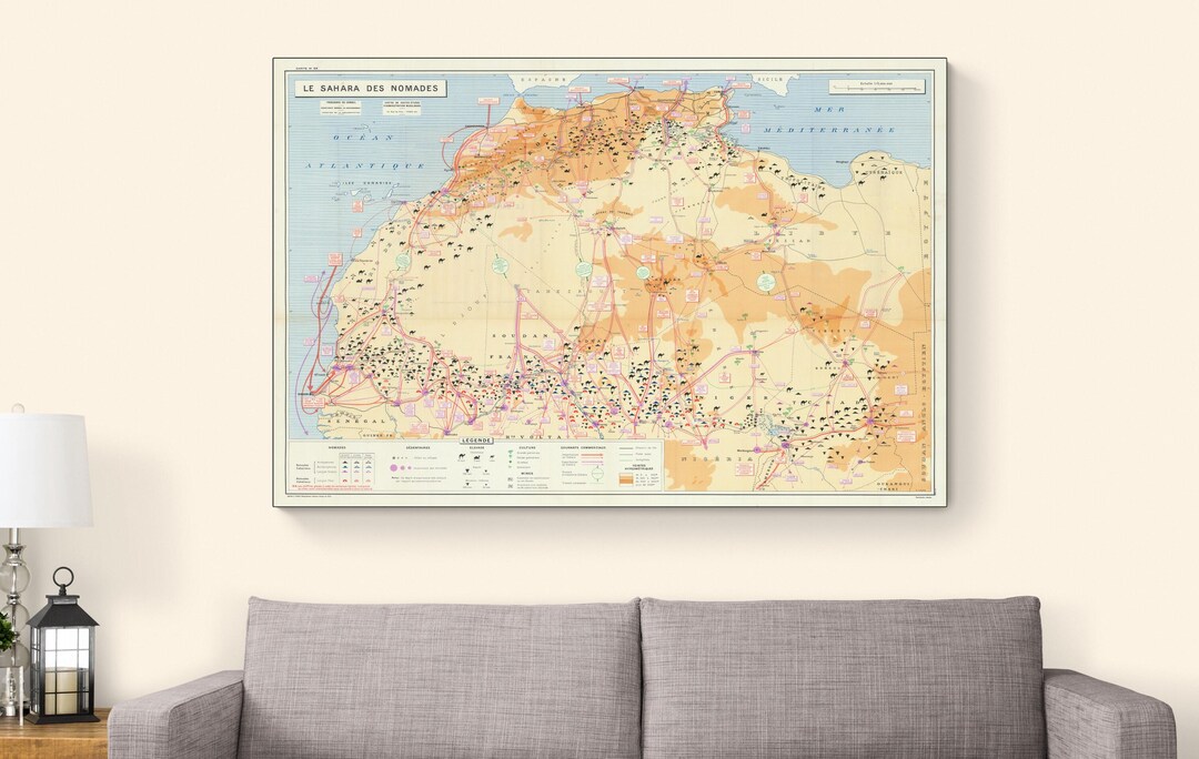 Pictorial Ethnographic Map of the Sahara Desert Nomadic Saharan History ...