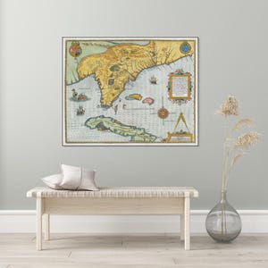 1591 Theodor De Bry Map of Florida and Cuba Colonial American Geography ...