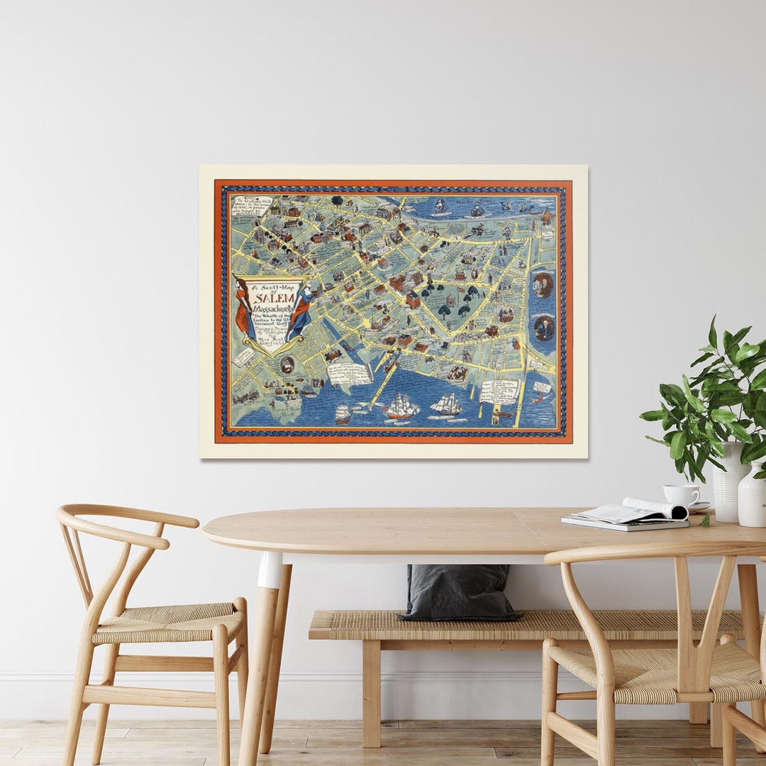 Pictorial Map of Salem Massachusetts American History Geography Vintage ...