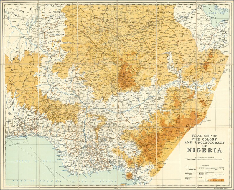 1950 Map of Nigeria Africa Old Antique African Geography - Etsy
