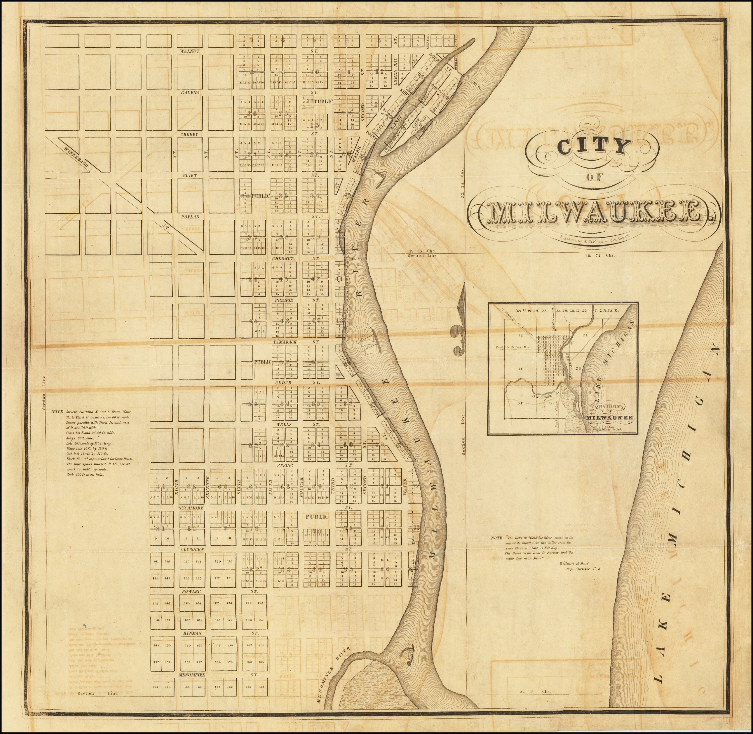 1836 Earliest Map of Milwaukee Wisconsin American History Old - Etsy