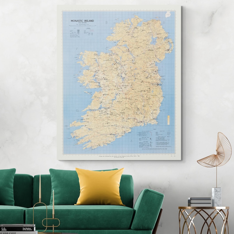 Monastic Map of Ireland – Historic Cartography Depicting Irish Catholic ...