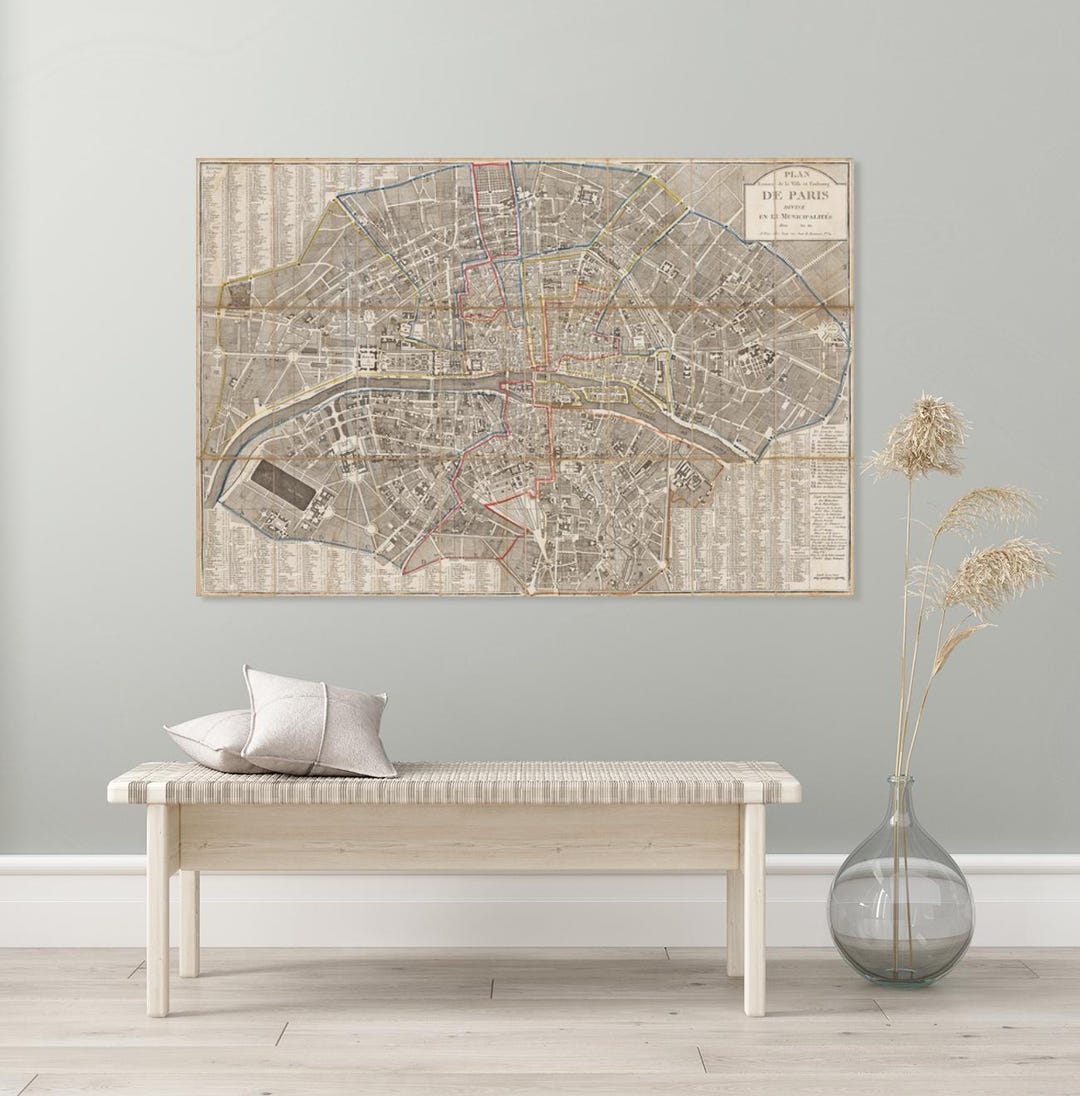 1802 Map of Paris France Napoleonic French Empire History Cartography ...