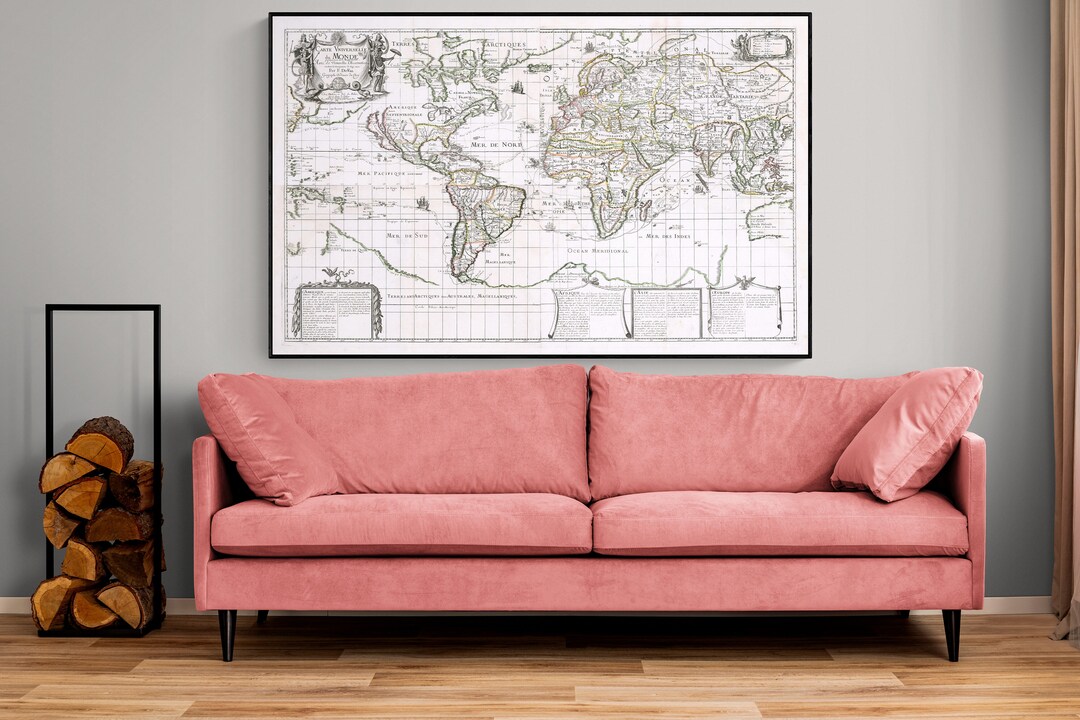 1684 Du Val World Map Illustrating Major World Trade Sea Routes of the ...