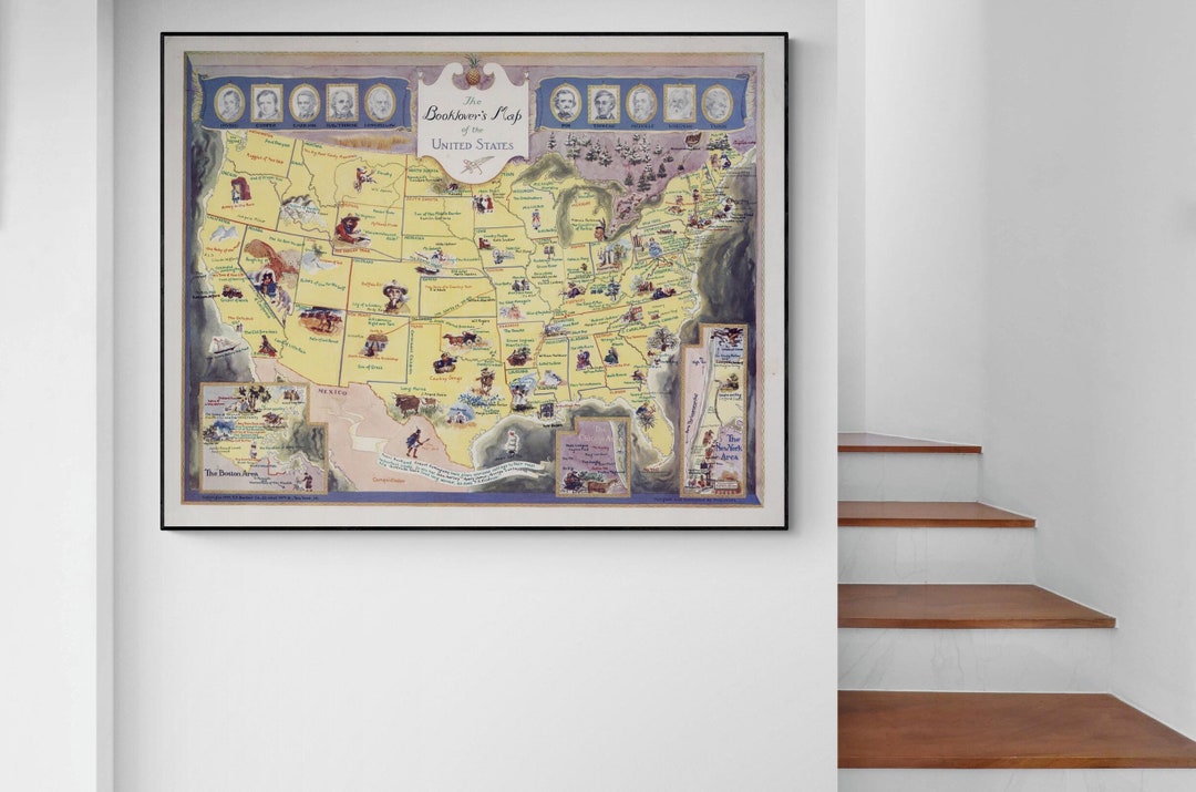 Pictorial Booklover's Map of the United States Historical American ...