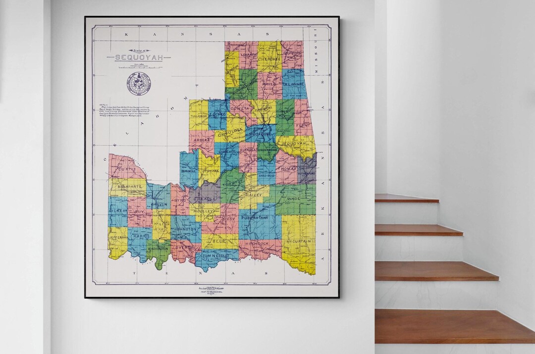 1905 Map of the Proposed State of Sequoyah Historical Native American ...