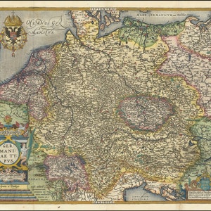 1608 Map of the Imperial German Empire by Abraham Ortelius Antique ...