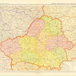 1939 Map of Belarus Antique Vintage Historical Eastern Europe ...