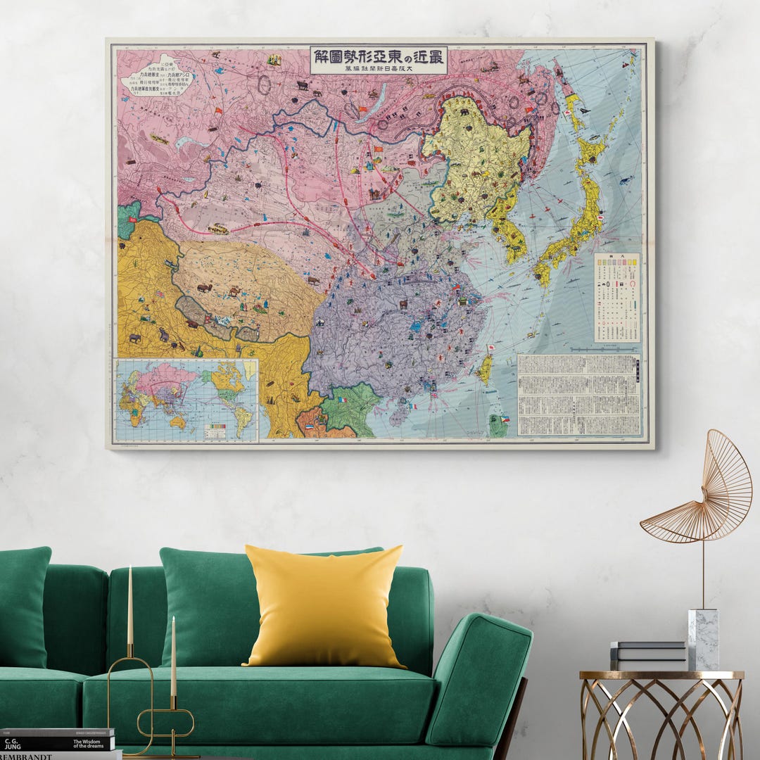 1937 Japanese Pictorial Map of East Asia – Second Sino-japanese War ...