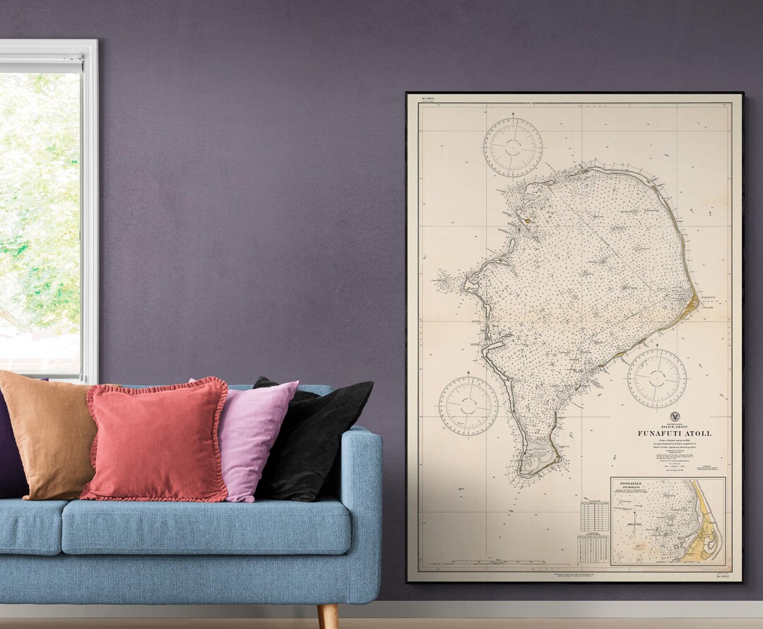 1896 Map of Funafuti Atoll Tuvalu Historical Oceania Geography Tuvaluan ...