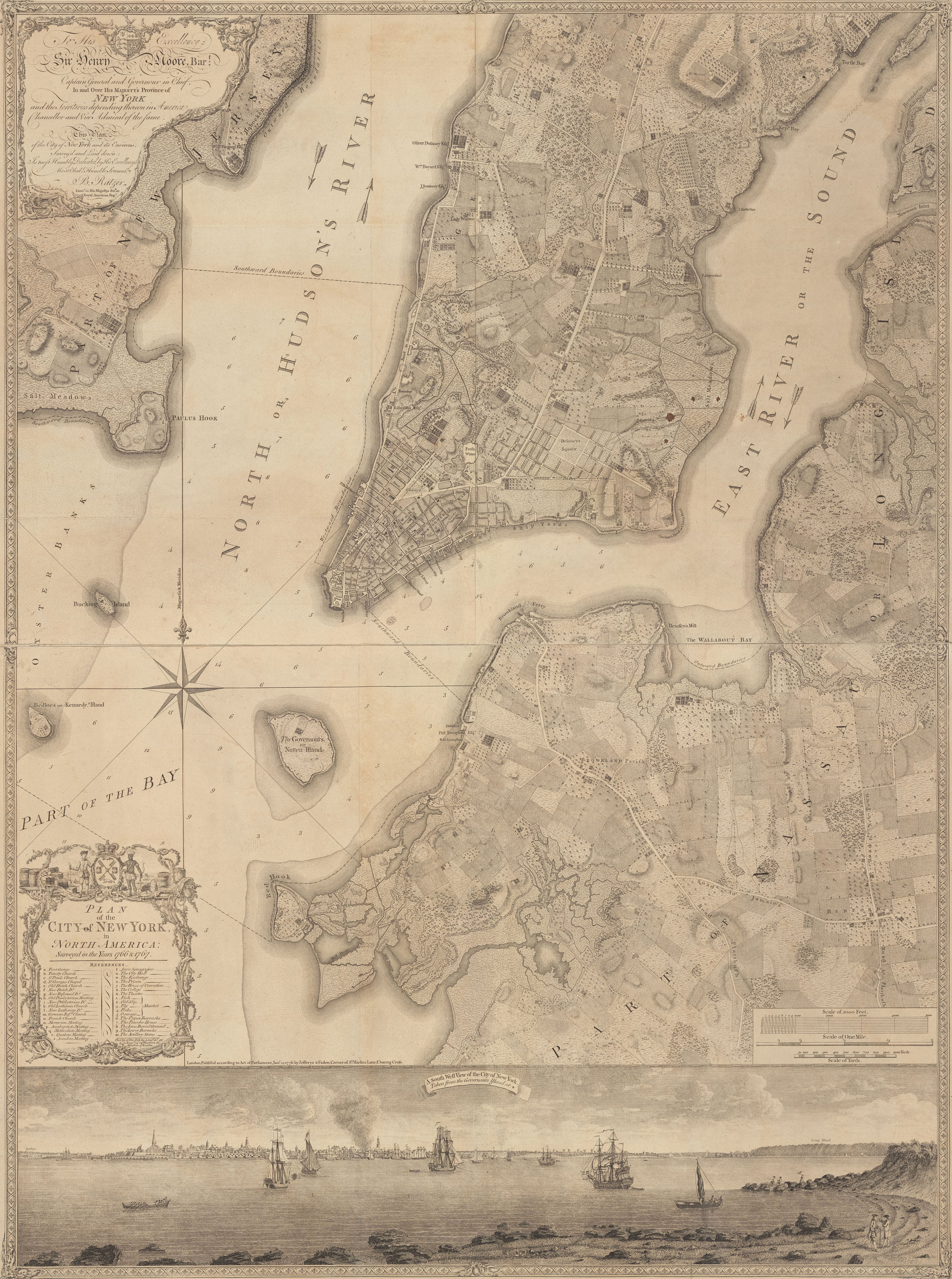 1767 Ratzer City Plan Map of New York NYC Colonial - Etsy