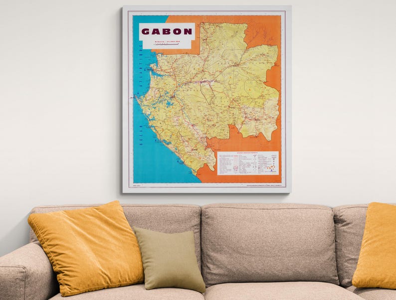 1972 Map of Gabon – Post-colonial African Geography Showing Political ...