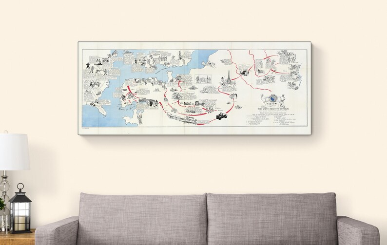 1945 Pictorial Map of WWII Actions of 29th Infantry Division 1941–1945 ...