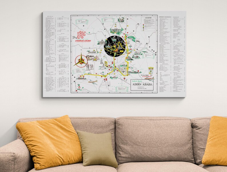 1962 Map of Addis Ababa – Historic Map of Ethiopia’s Capital Showing ...