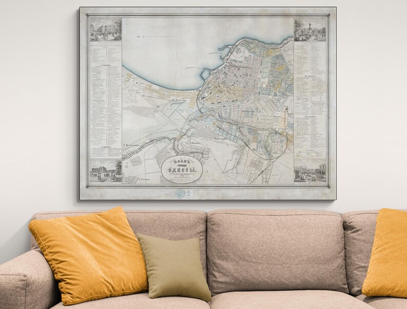 1864 Map of Odessa – Historic Map of Imperial Russian Port City Streets ...