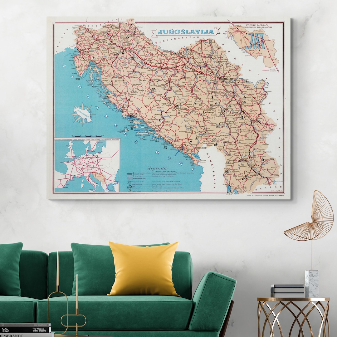 1953 Map of Yugoslavia – Mid-20th Century Political Map Showing Cities ...