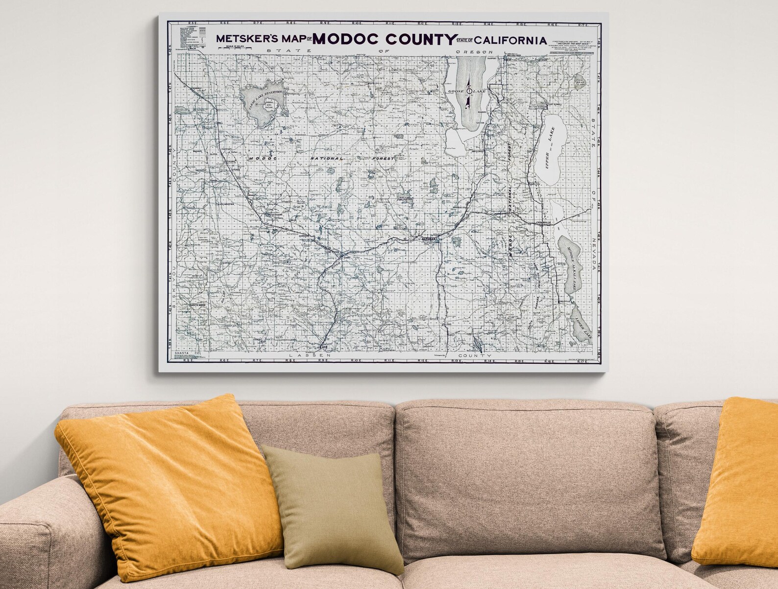 1952 Map of Modoc County California – Cartography Showing Towns, Roads ...
