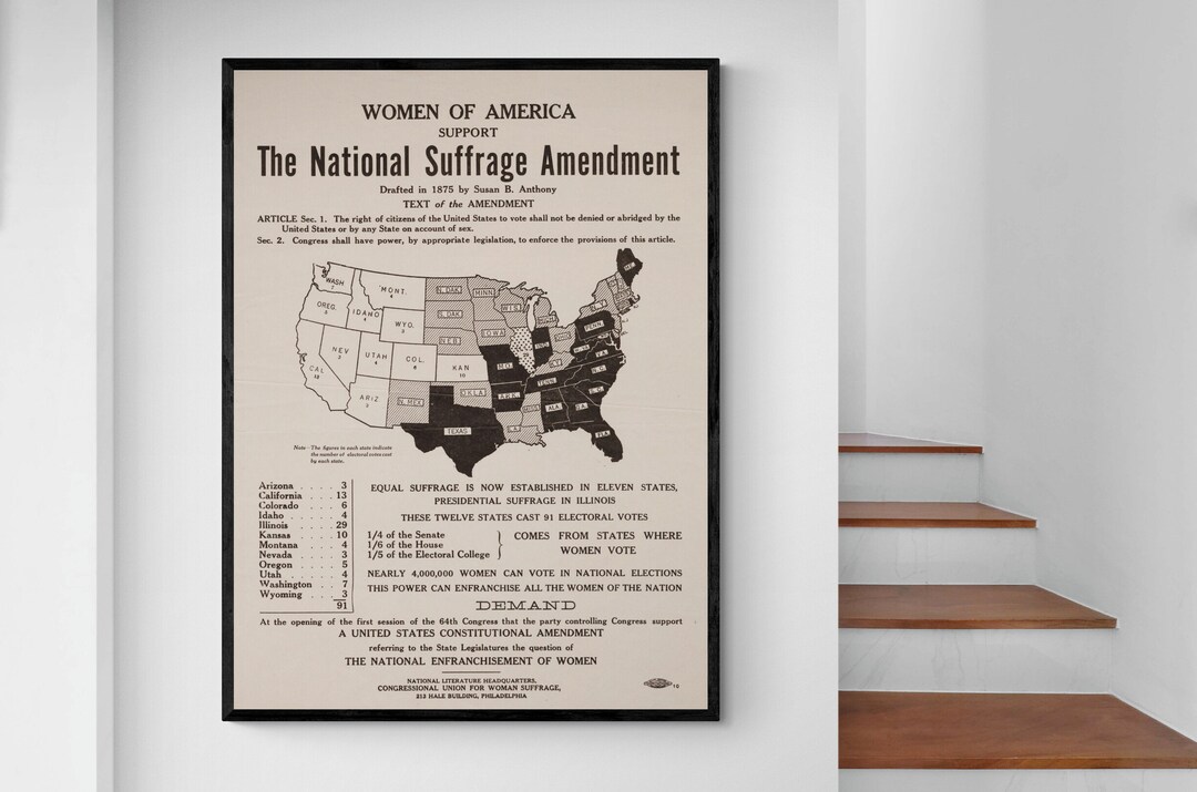 1915 Women's Suffrage Suffragette Map of the USA Susan B - Etsy UK
