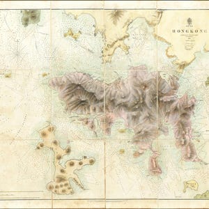 1843 First Sea Chart Map of Hong Kong China Historical Asian Geography ...