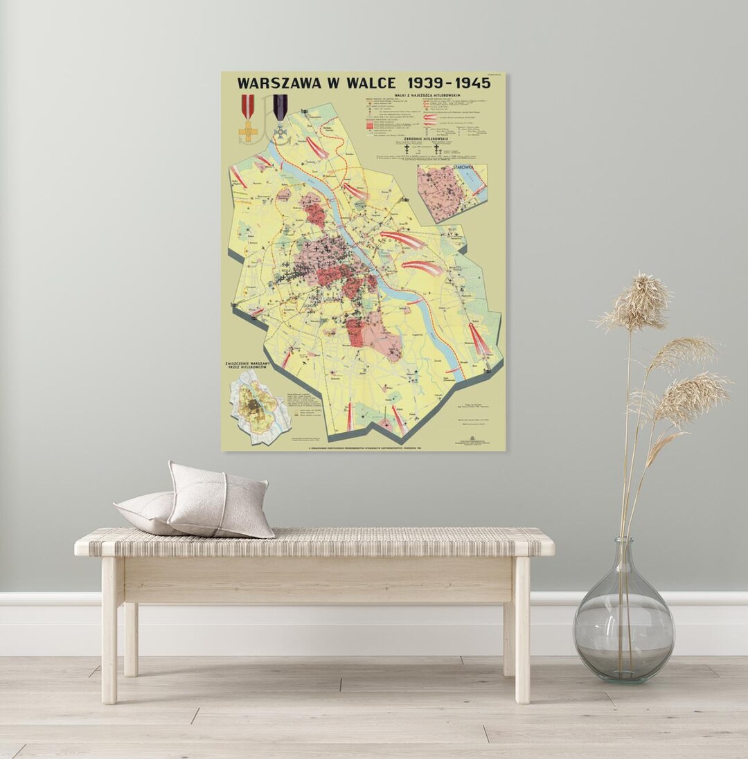 Map of Warsaw Uprising World War 2 Eastern Front Operation Tempest WW2 ...