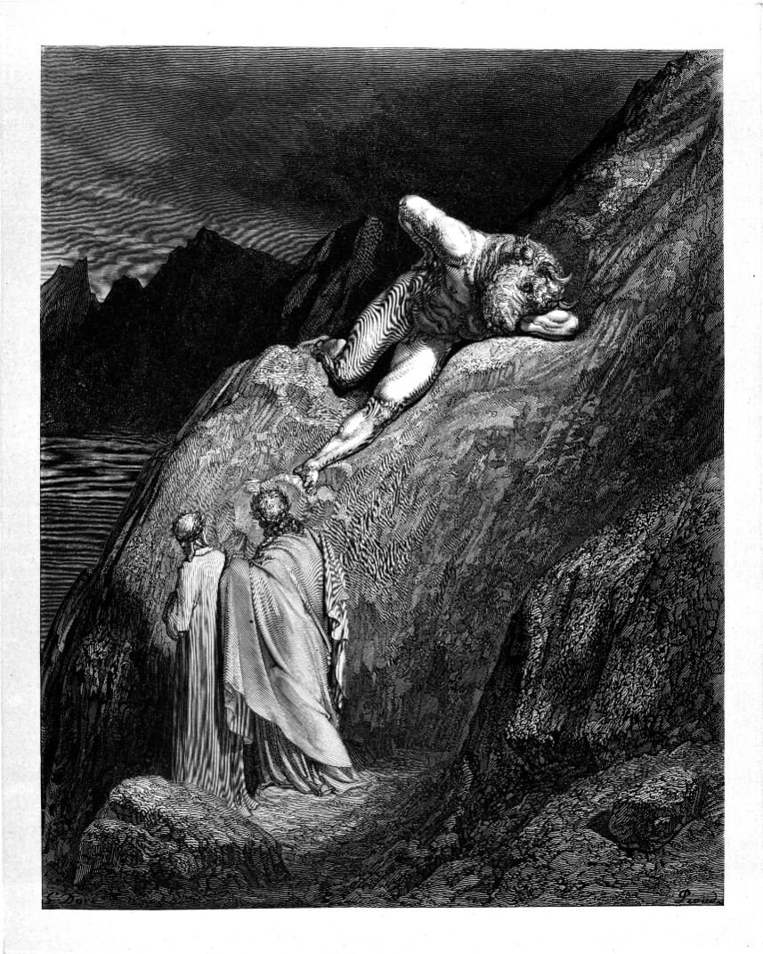 The Minotaur on the Shattered Cliff Divine Comedy Dante Gustave Dore ...