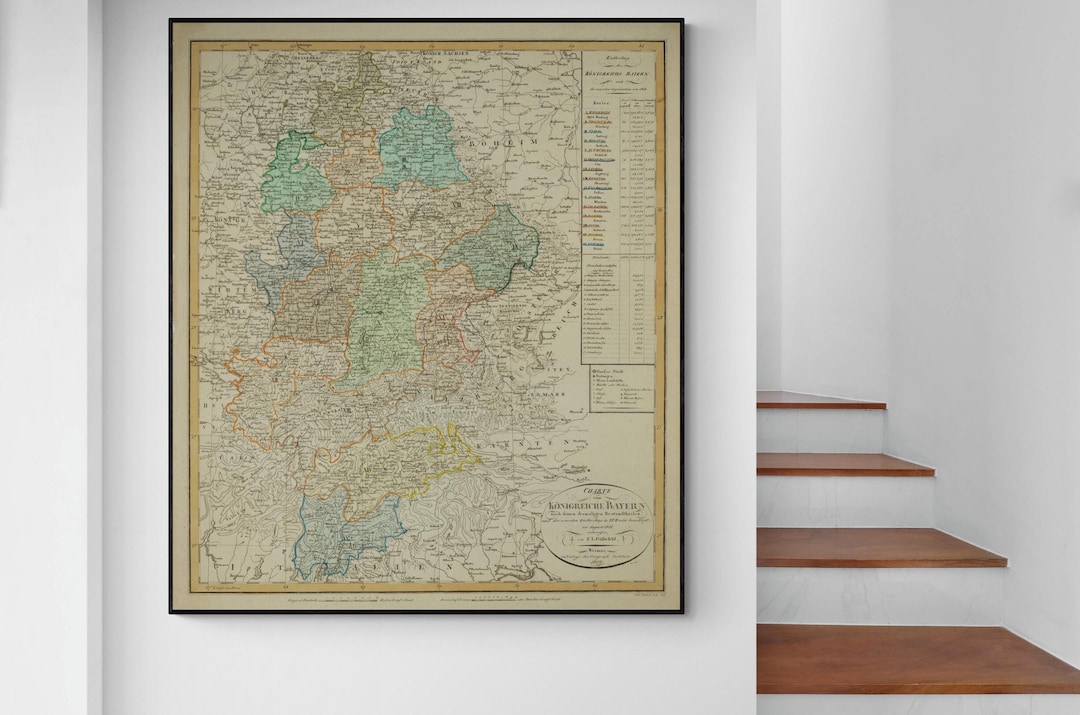 1808 Map of the Kingdom of Bavaria Historical European Geography ...