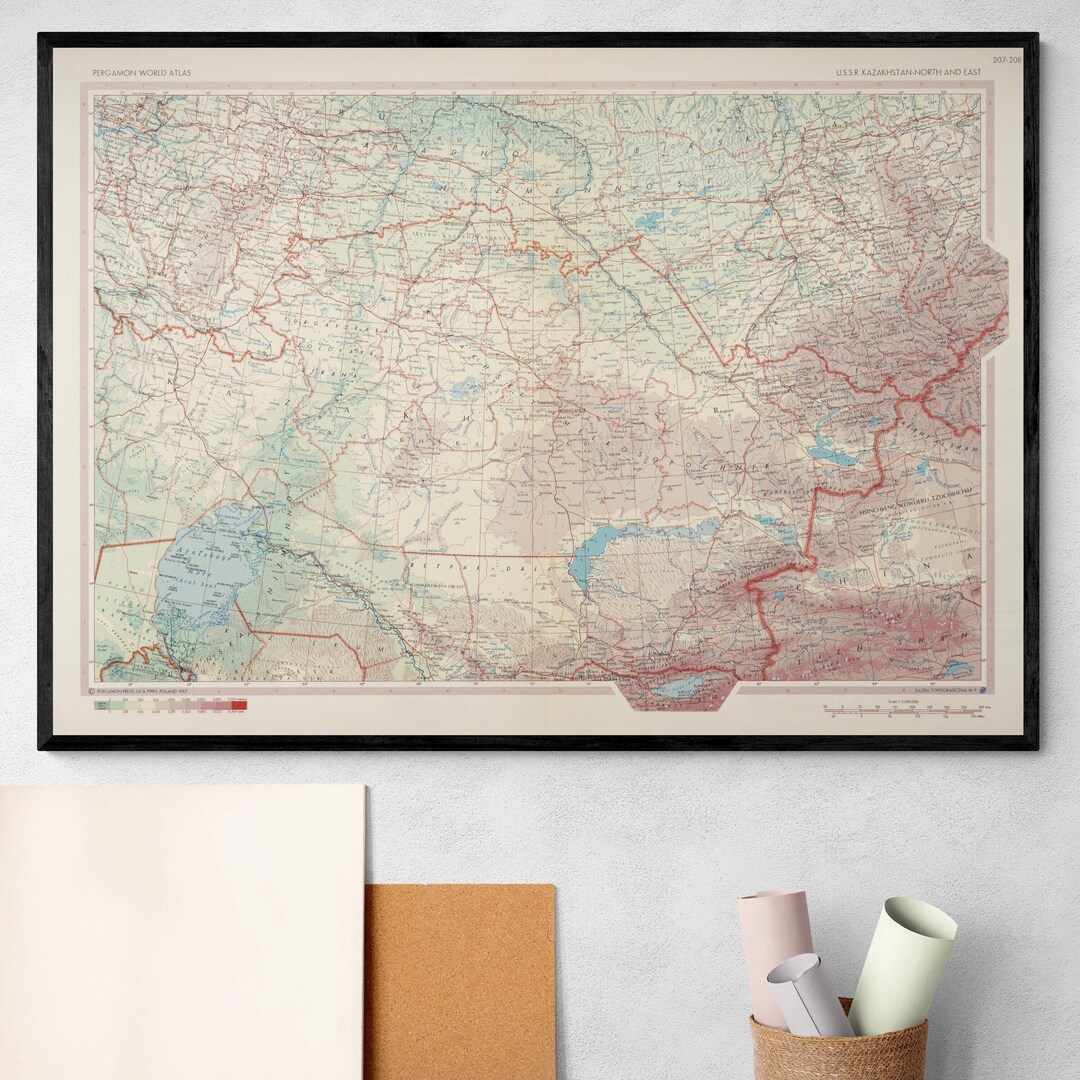 1965 Map of Kazakhstan Asia CCCP USSR Antique Vintage Asian - Etsy