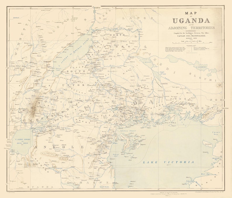 1894 Map of Uganda Africa Old Antique African Geography Cartography ...