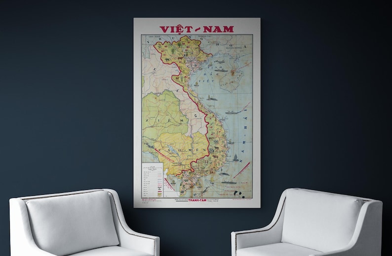 1949 Map of Vietnam – Historic Post-colonial Southeast Asia Cartography ...