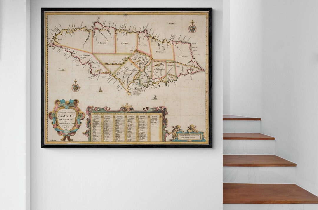 1671 Earliest English Map of Jamaica Jamaican Colonial Caribbean ...