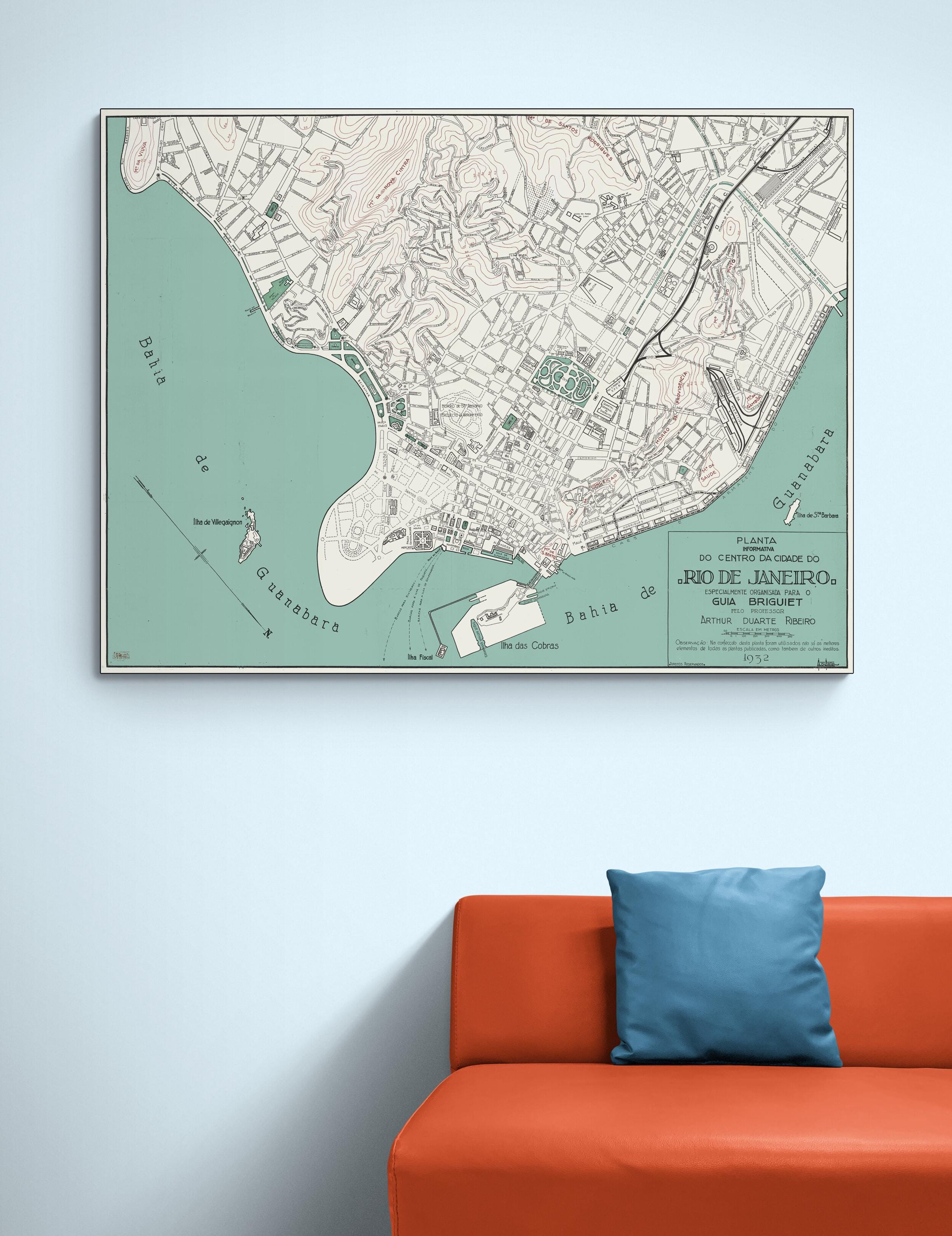 1932 Map of Rio De Janeiro, Brazil – Early 20th Century City Map ...