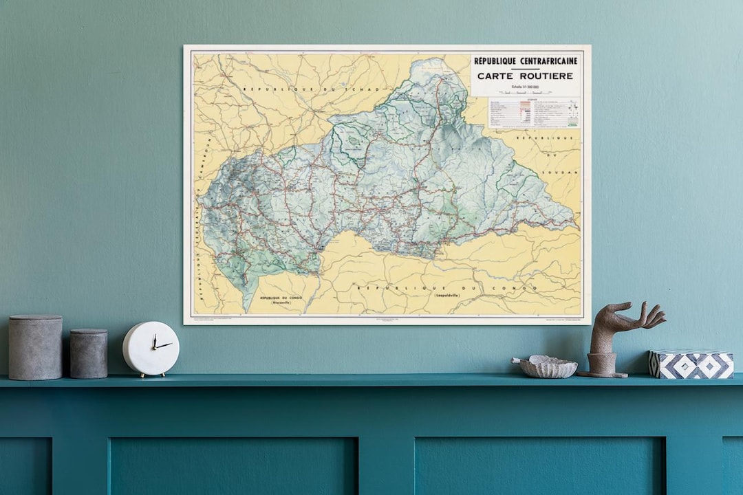 1965 Map of the Central African Republic Historical African Geography ...