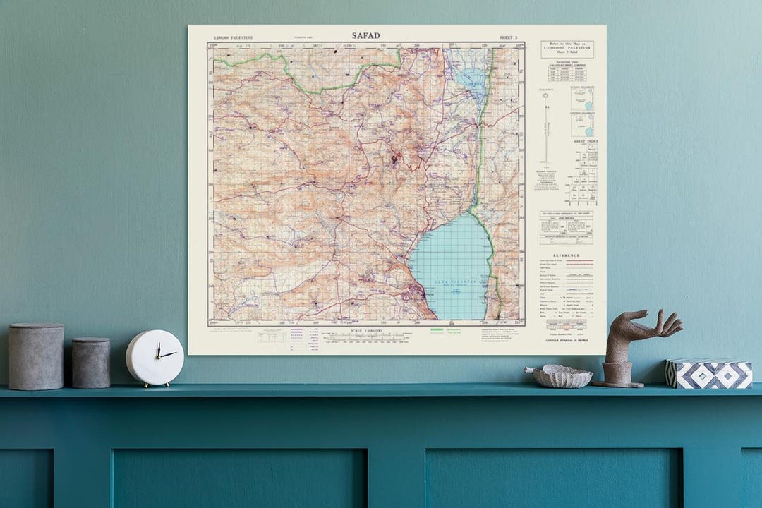 Survey of Palestine Map of Safed Historical Middle Eastern Cartography ...