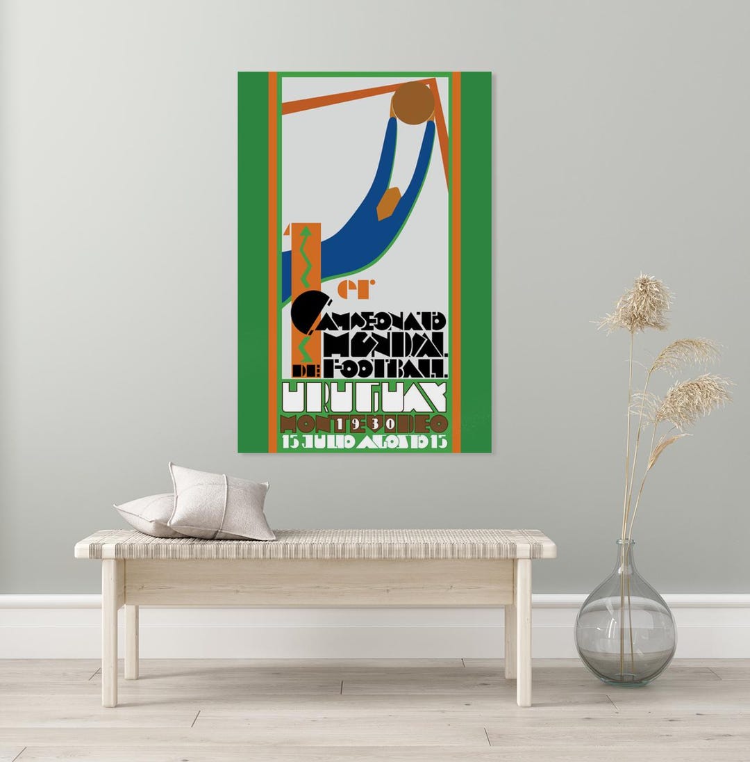 1930 First World Cup Promotional Poster Uruguay Football Futbol Soccer ...