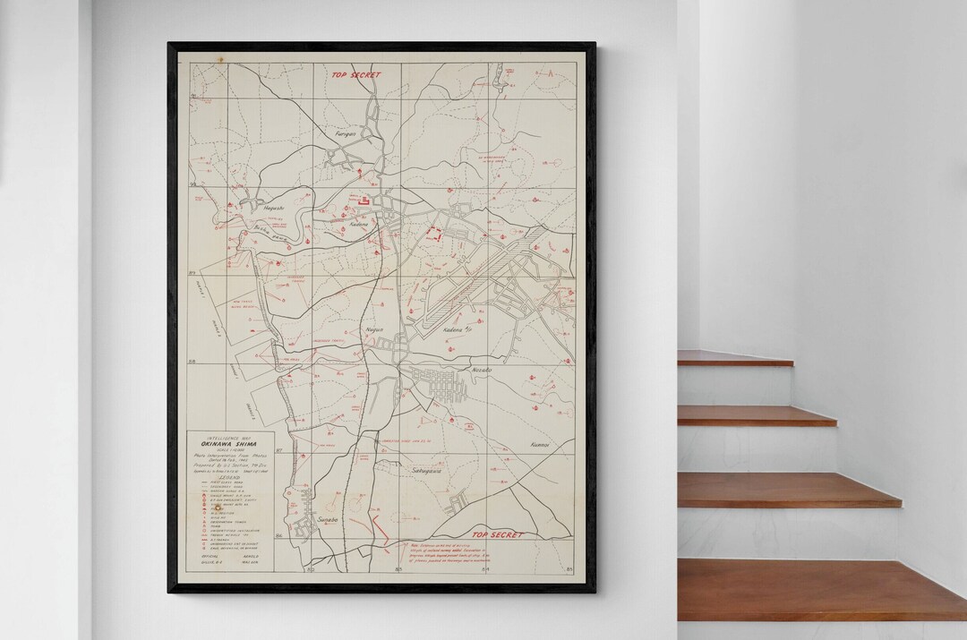 1945 Top Secret Landing Map Used to Plan the Battle of Okinawa WW2 ...