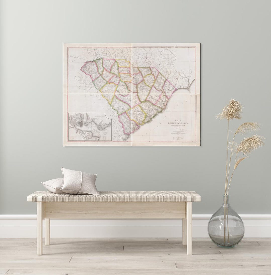 1822 Earliest Map of South Carolina American History Cartography Decor ...
