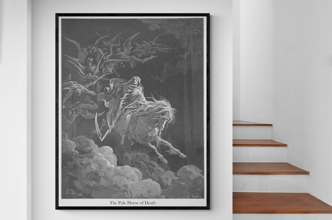Vision of the Pale Horse of Death Grim Reaper Gustave Dore Antique ...