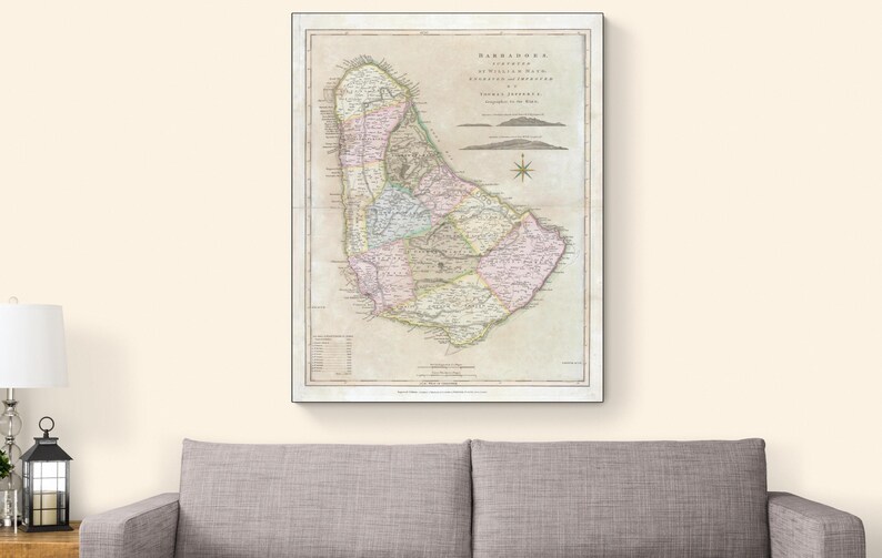 1810 Map of Barbados – British Colonial-era Caribbean Map Showing ...