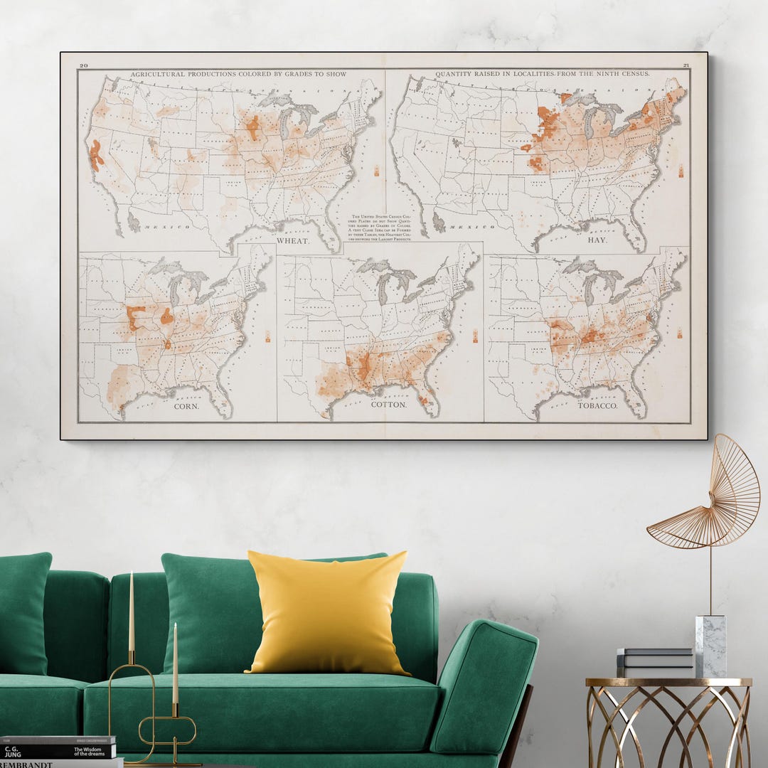 1875 Agriculture Map of the United States – Historic Cartography ...