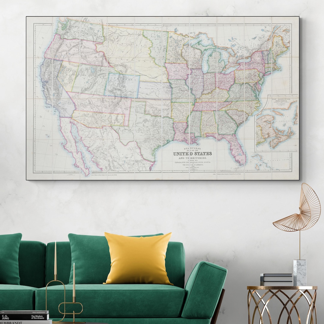 1861 Map of the United States – Civil War Era Map Showing Free & Slave ...