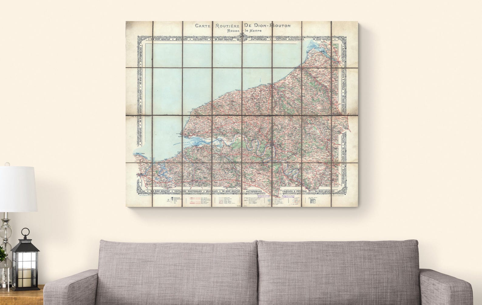 1900 Automobile Club De France Road Map of Le Havre and Rouen – Early ...