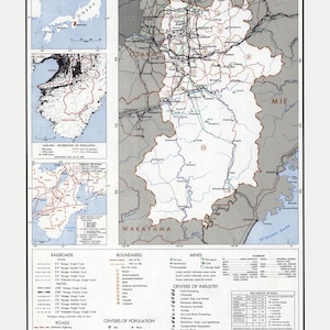 1946 Map of Nara Japan Historical Japanese Geography Antique ...