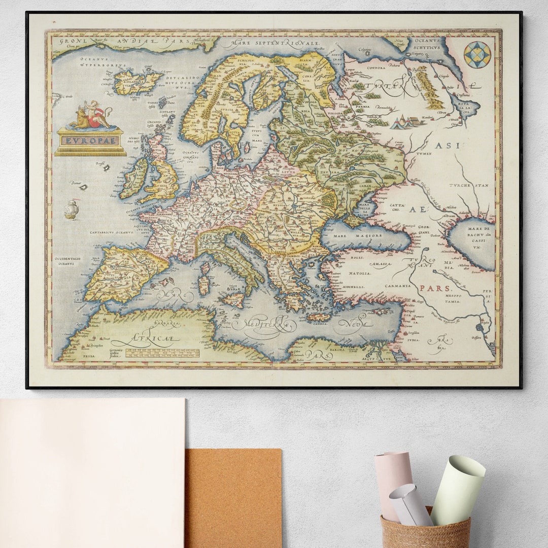 1595 Map of Europe by Abraham Ortelius Antique Theatrum Orbis Terrarum ...